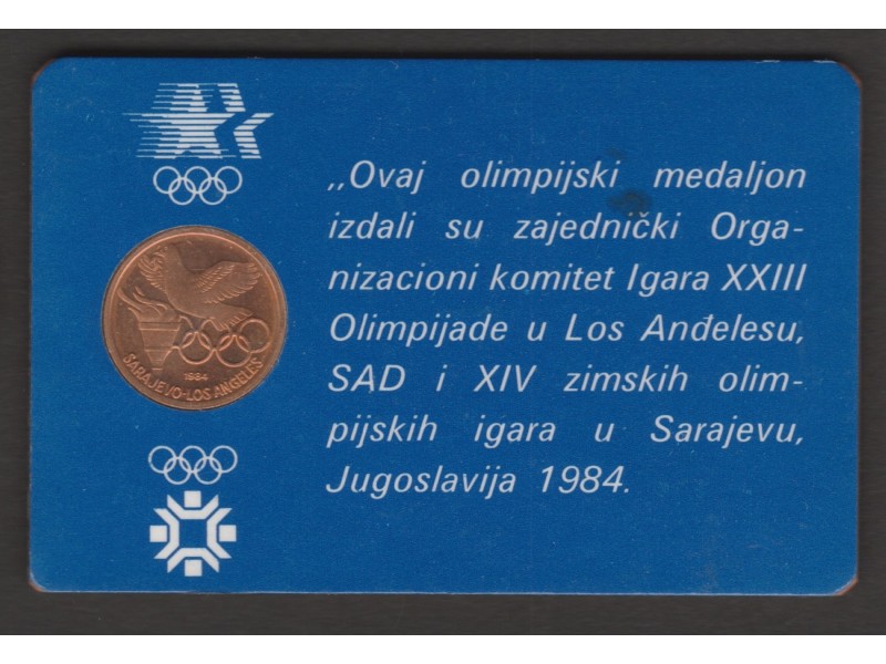 Olimpijski Medaljon Sarajevo - Los Angeles - 1984