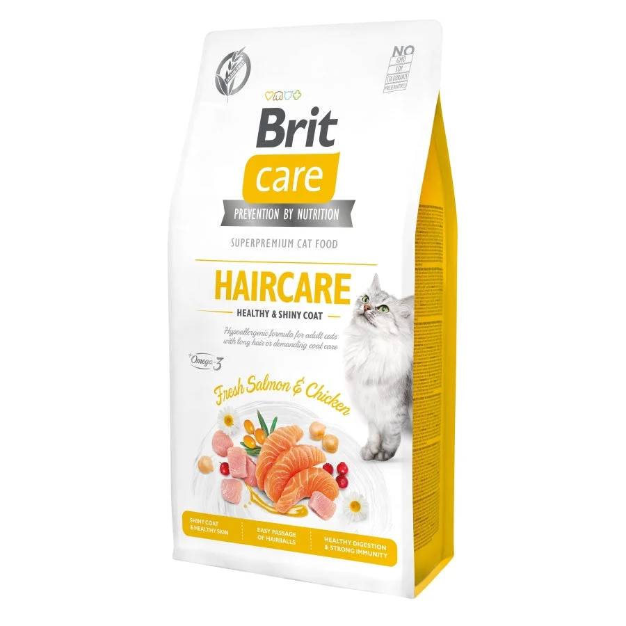 BRIT CARE Cat Haircare Healthy&Shiny Coat, bez žitarica, 400g