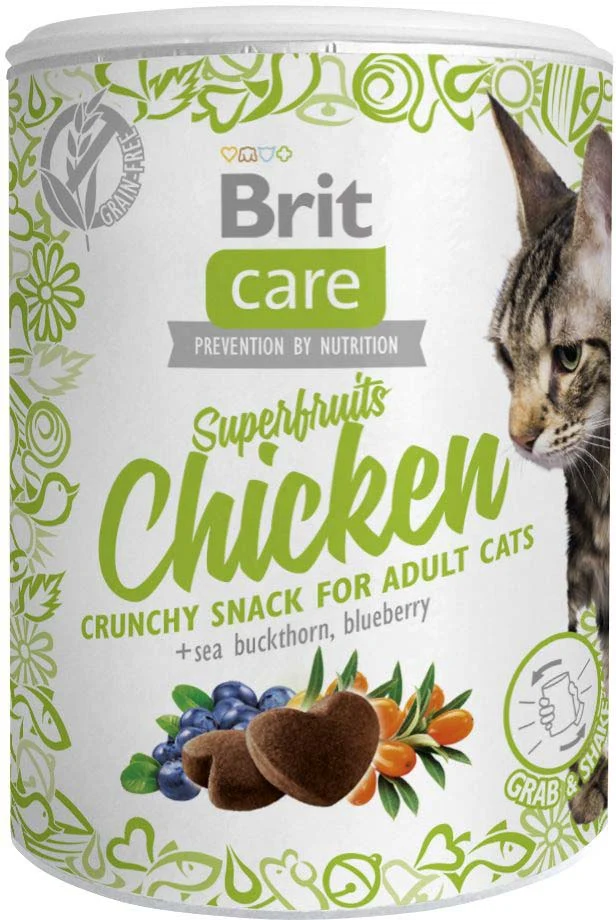 BRIT CARE Superfruits, hrskava poslastica za mačke s piletinom, 100g