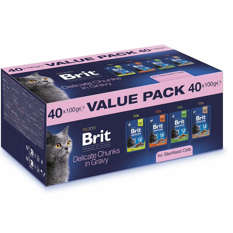 BRIT PREMIUM by Nature Value Pack, za sterilisane mačke, 40x100g