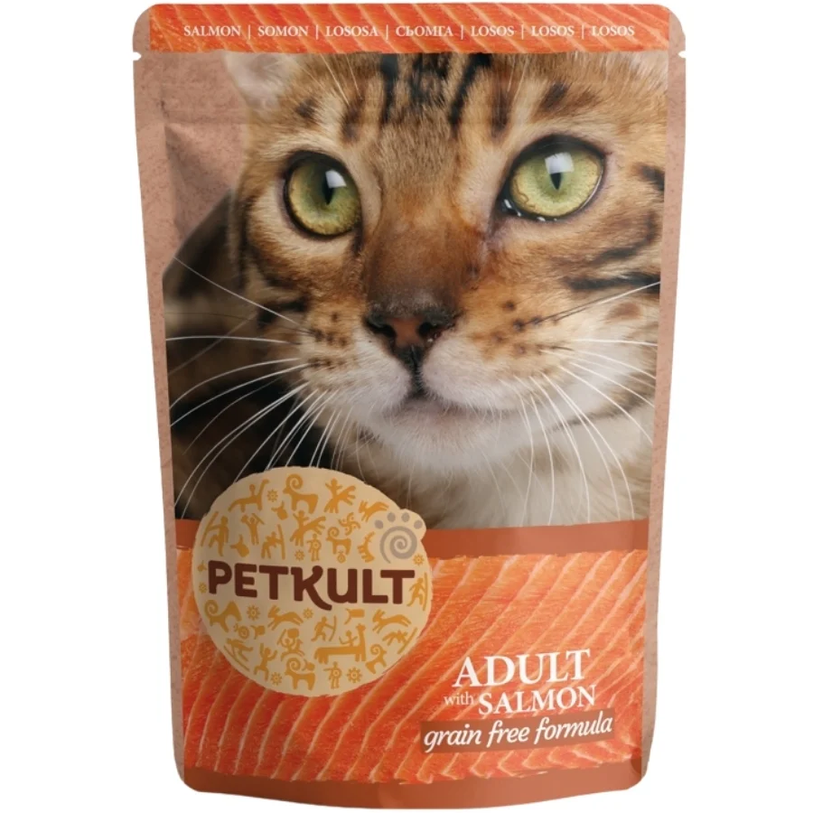 PETKULT kesica s mesnim komadićima, losos, bez žitarica, 100g