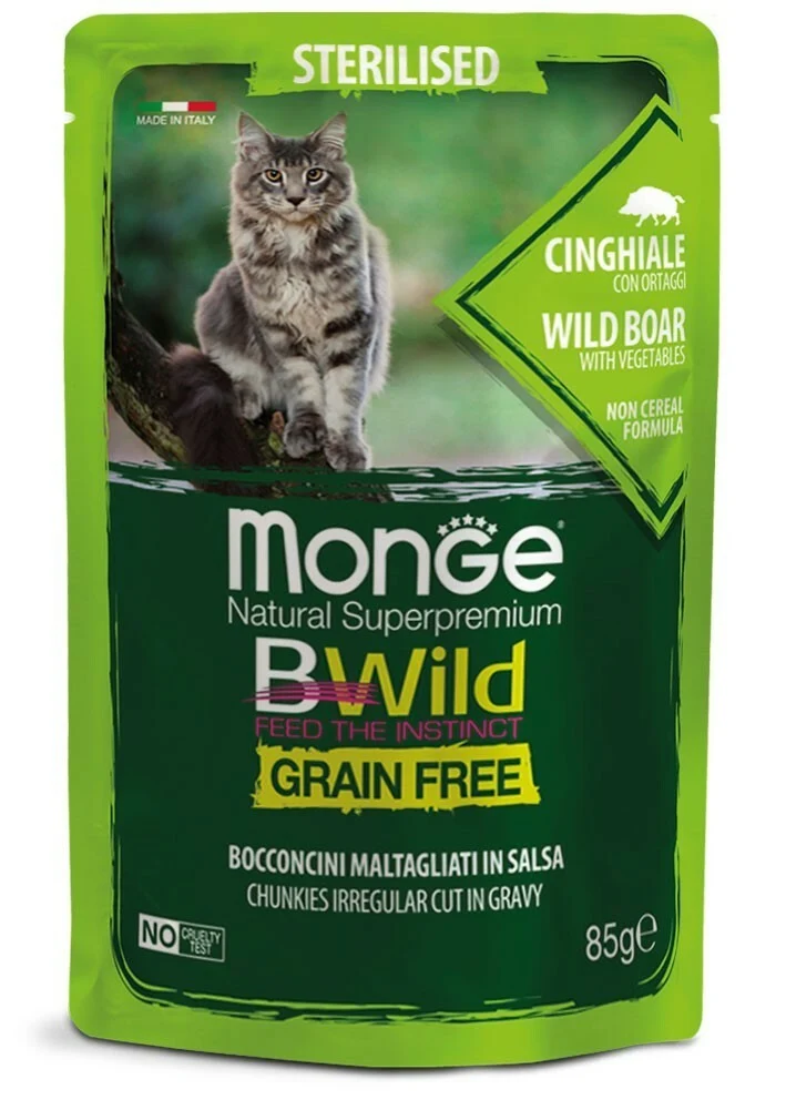 BWILD Sos za sterilisane mačke, Divlji vepar s povrćem, 85g