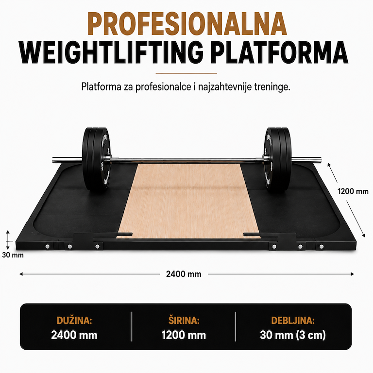 PLATFORMA ZA OLIMPIJSKO DIZANJE TEGOVA 240 X 120 CM