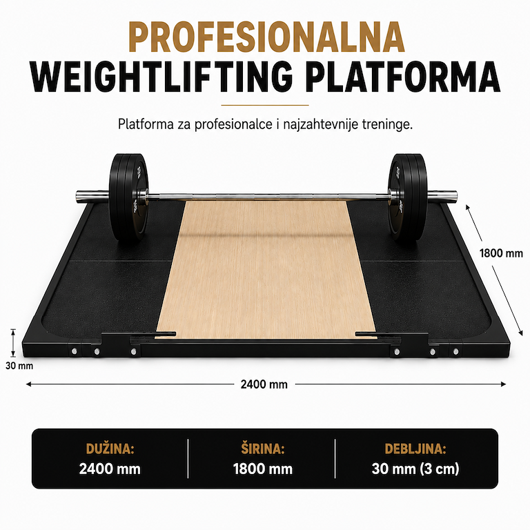 PLATFORMA ZA OLIMPIJSKO DIZANJE TEGOVA 240 X 180 CM