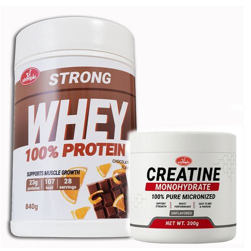 Olympic Strong 100% Whey Protein Čoko-Oranž 840g + Olympic Creatine Monohydrate 300g