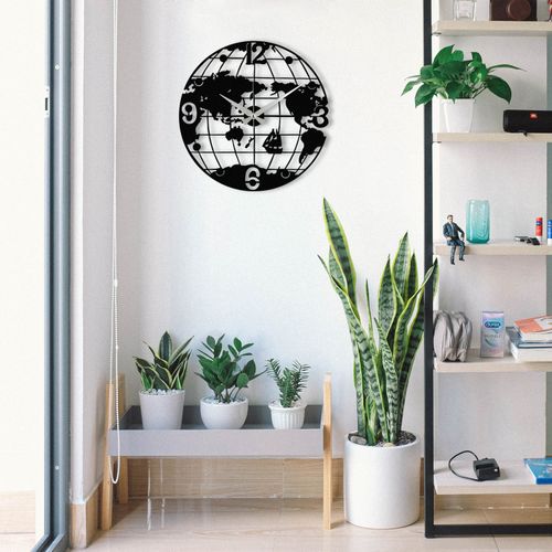 Enzoclock - S018 Crni Dekorativni Metalni Zidni Sat