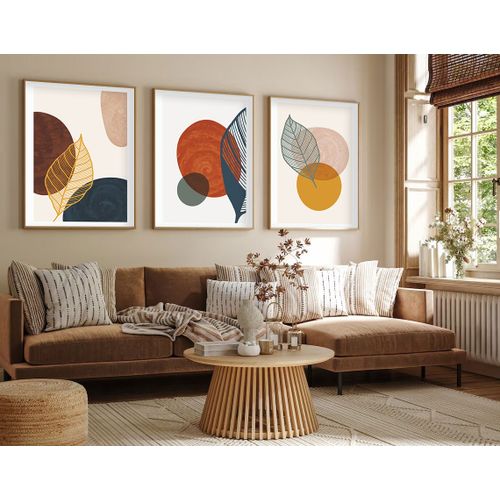 Huhu209 - Dekorativna slika u ramu od MDF-a, višebojna, 50 x 70 cm (set od 3 komada)