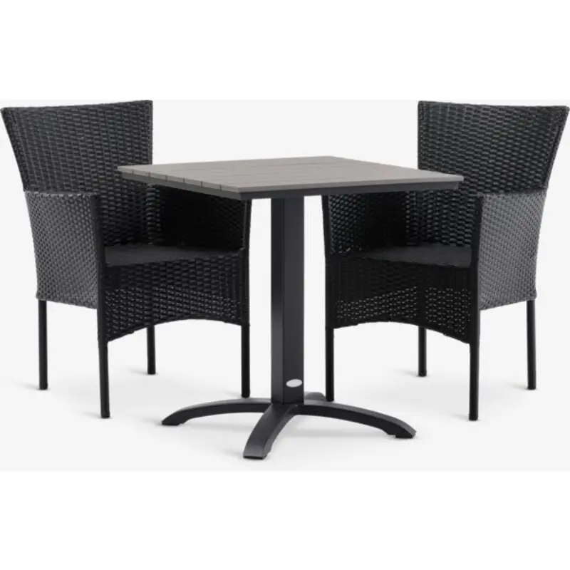 Baštenski set HOBRO D70 sto siva + 2 AIDT stolice crna