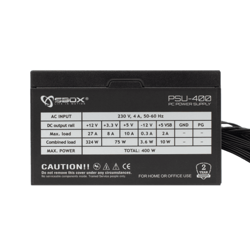 S BOX PSU 400 ATX 400W, Napajanje