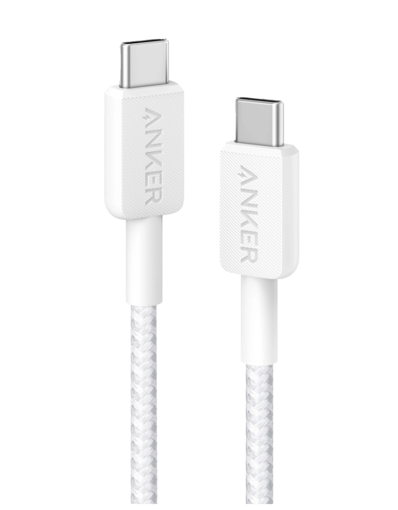 ANKER 322 USB tip-C na USB tip-C kabl M/M 1.8m, 60W, pleteni, beli