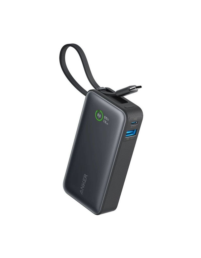ANKER Nano 10000mAh, 30W, sa ugradjenim USB-C kablom, Power Bank crni