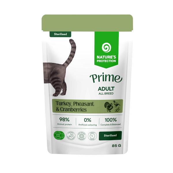 NATURES PROTECTION SOS ZA STERILISANE MACE ĆURKA, FAZAN I BRUSNICA 85g
NATURES PROTECTION SOS ZA STERILISANE MACE ĆURKA, FAZAN I BRUSNICA 85g