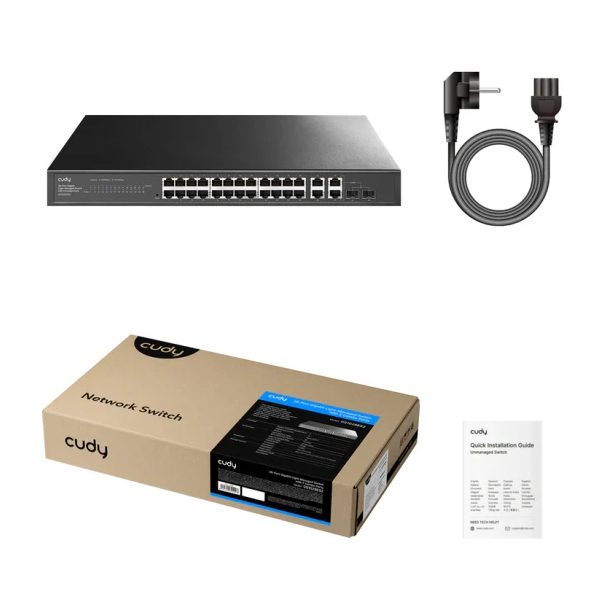 Svič 10/100/1000 26-port Cudy GS1028ES2 Light Managed PoE+ sa 2x combo porta