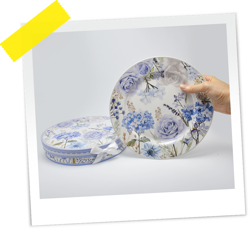 TANJIR SET 2/1 PLAVO CVEĆE 26CM OP25438 WY