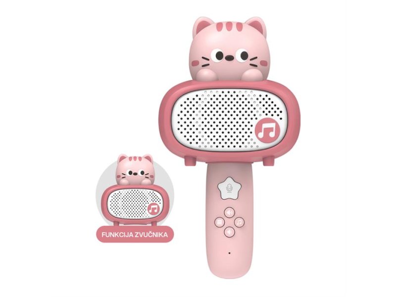 MS MOBILE 11252 MACA DEČIJI BLUETOOTH ZVUČNIK SA KARAOKE MIKROFONOM ROZE