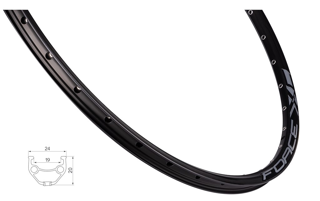 Felga FORCE XC BASIC 622x19, 32H, crna