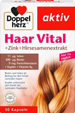 Doppelherz
aktiv Haar Vital + Zink + Hirsesamenekstrakt želatinste kapsule za podršku rasta i negu kose, 30 Tableta
Dodatak ishrani