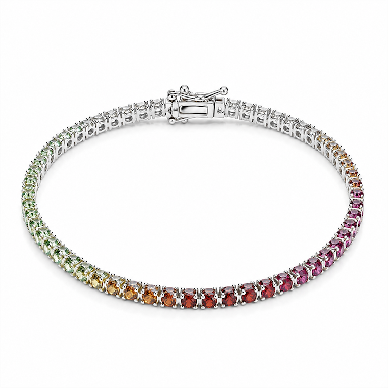 SILVER RAINBOW TENNIS BRACELET