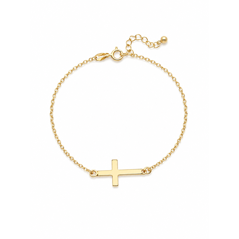 GOLD PLATED SILVER CROSS BRACELET