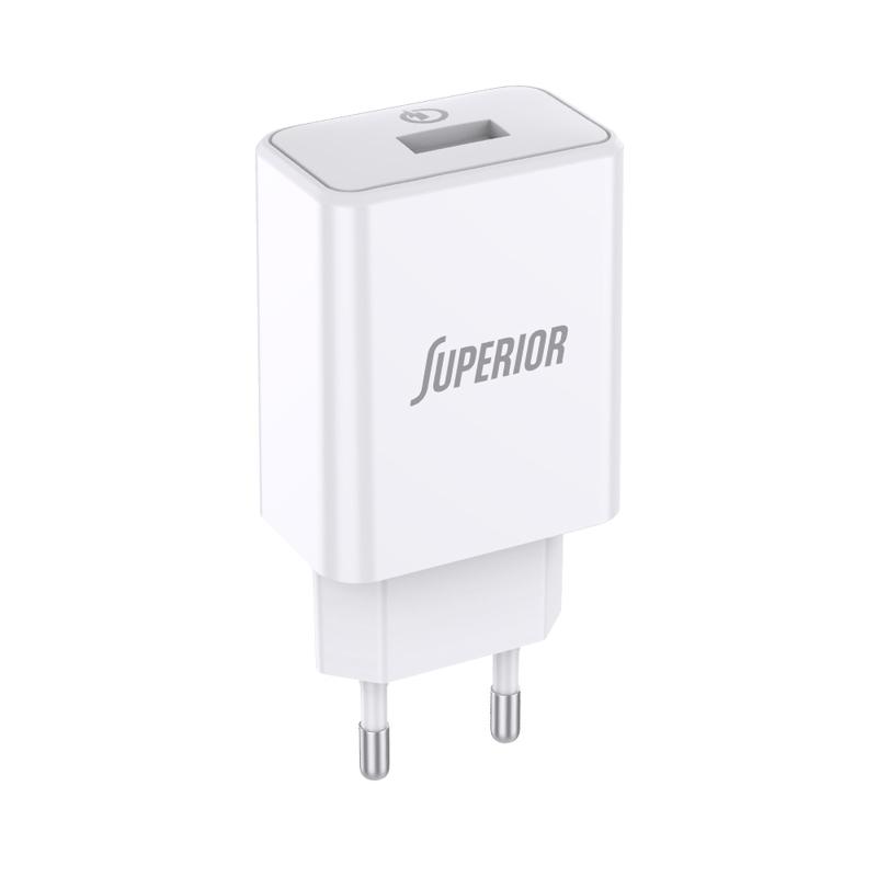 PUNJAČ BEZ KABLA SUPERIOR SU-P101 FAST 18W 3A BELI USB-A P1215 *TH *SR