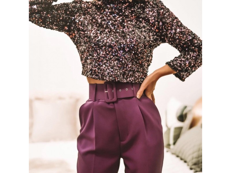 ZARA bordo pantalone sa stavom vel S