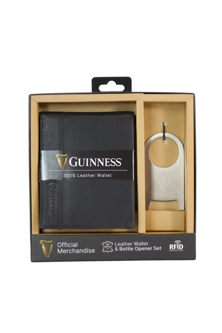 Gift box: novčanik muški kožni 120x90x20 mm i otvarač za flaše GS04 Guiness Guinness crna 16NMBGS04B
