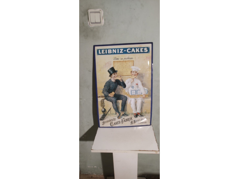 VELIKA METALNA TABLA LEIBNIZ-CAKES GLANC GERMANY 60×40