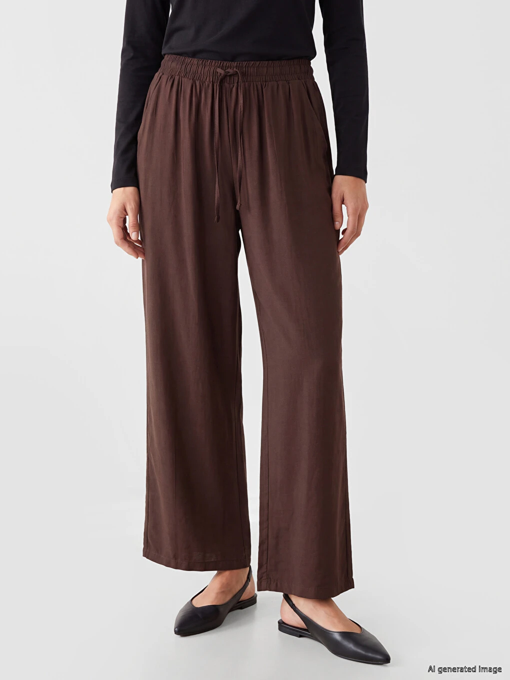 LCWAIKIKI Classic Ženske Pantalone Sa Elastičnim Strukom I Širokim Nogavicama