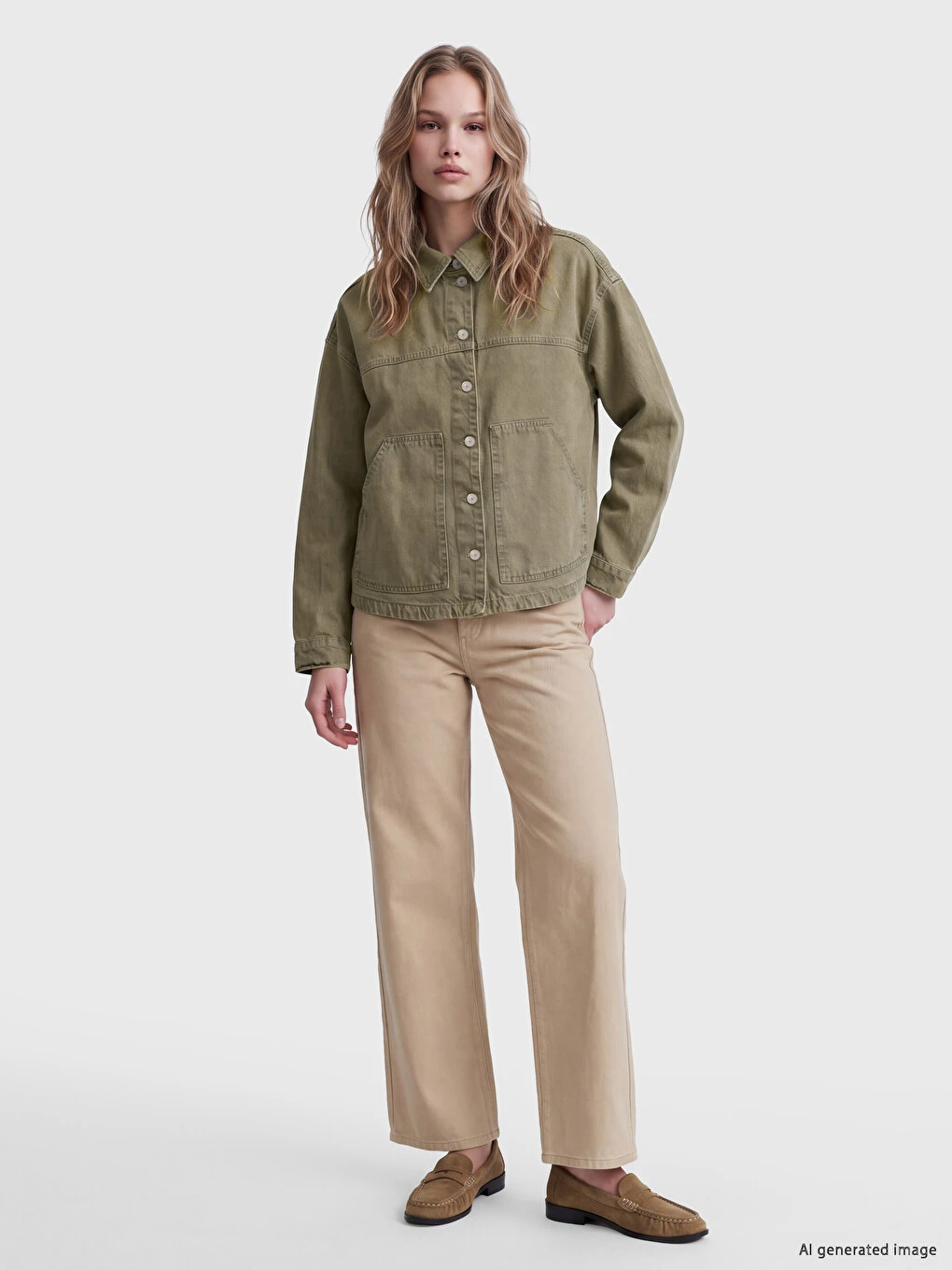 LCW Vision Teksas Jakna Sa Kragnom Košulje Oversize Kroja Za Žene