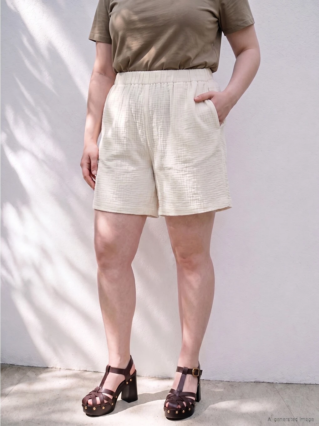 LCW Curve Plus Size Ženski Šorts Sa Elastičnim Strukom