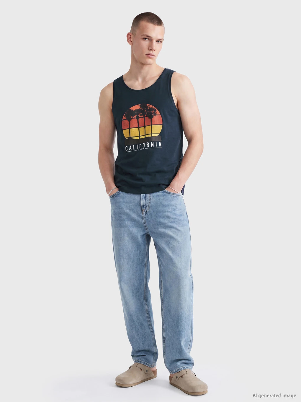 LC WAIKIKI Muška Bezrukavna Majica Sa Okruglim Izrezom Sa California Printom