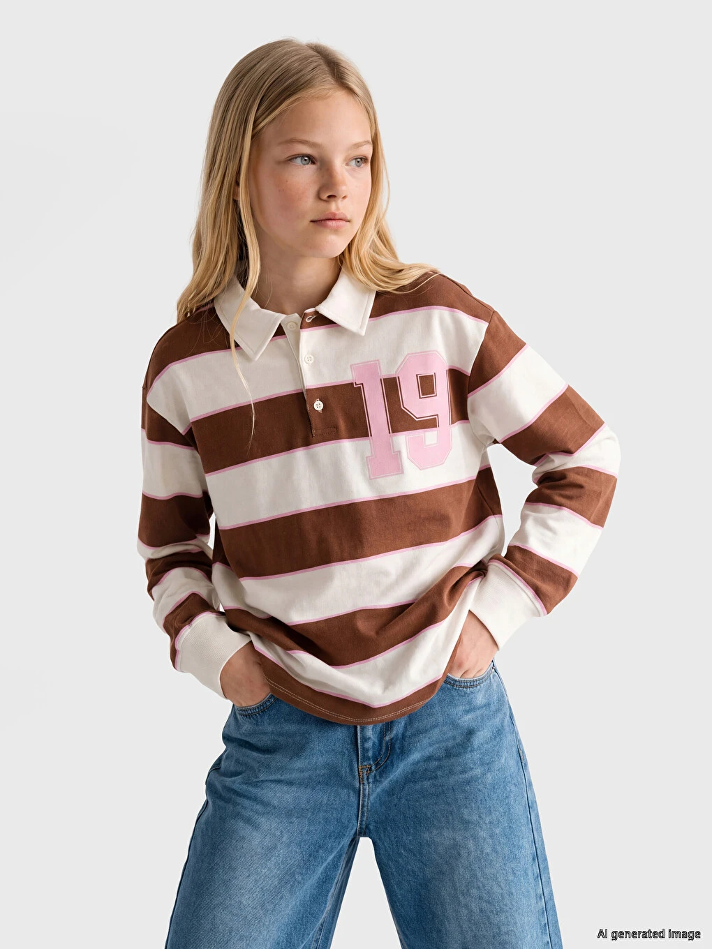 LCW Kids Majica Za Devojčice Prugasta Sa Polo Kragnom