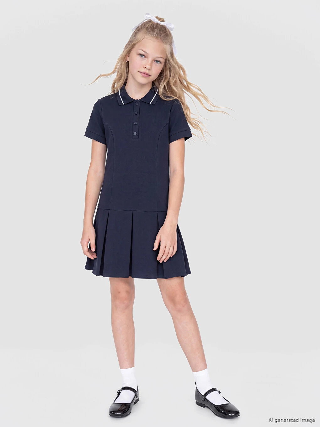 LCW Kids Dečija Haljina Sa Polo Kragnom I Faltama