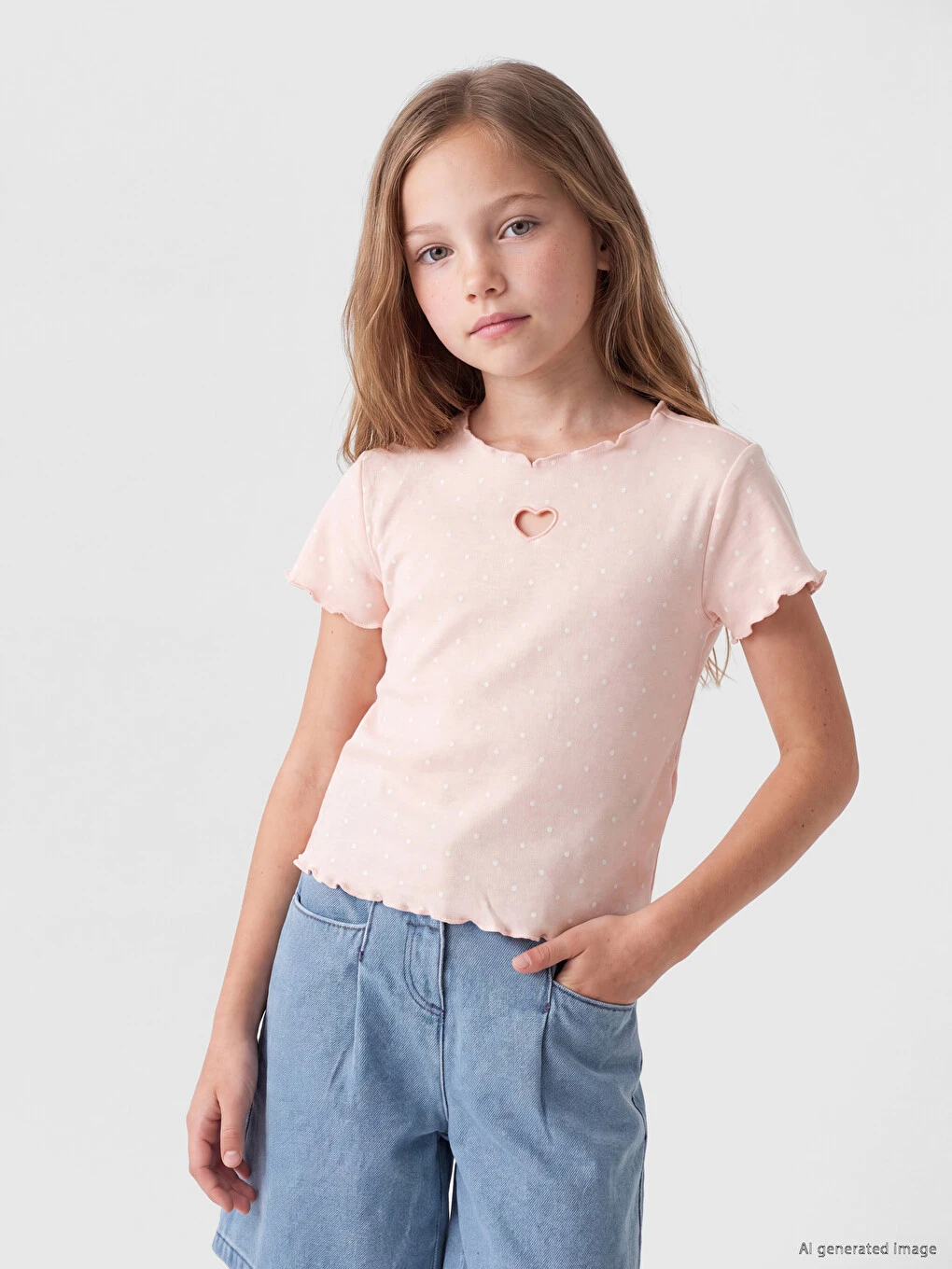 LCW Kids Okrugli Izrez Tufnice Devojačka Majica