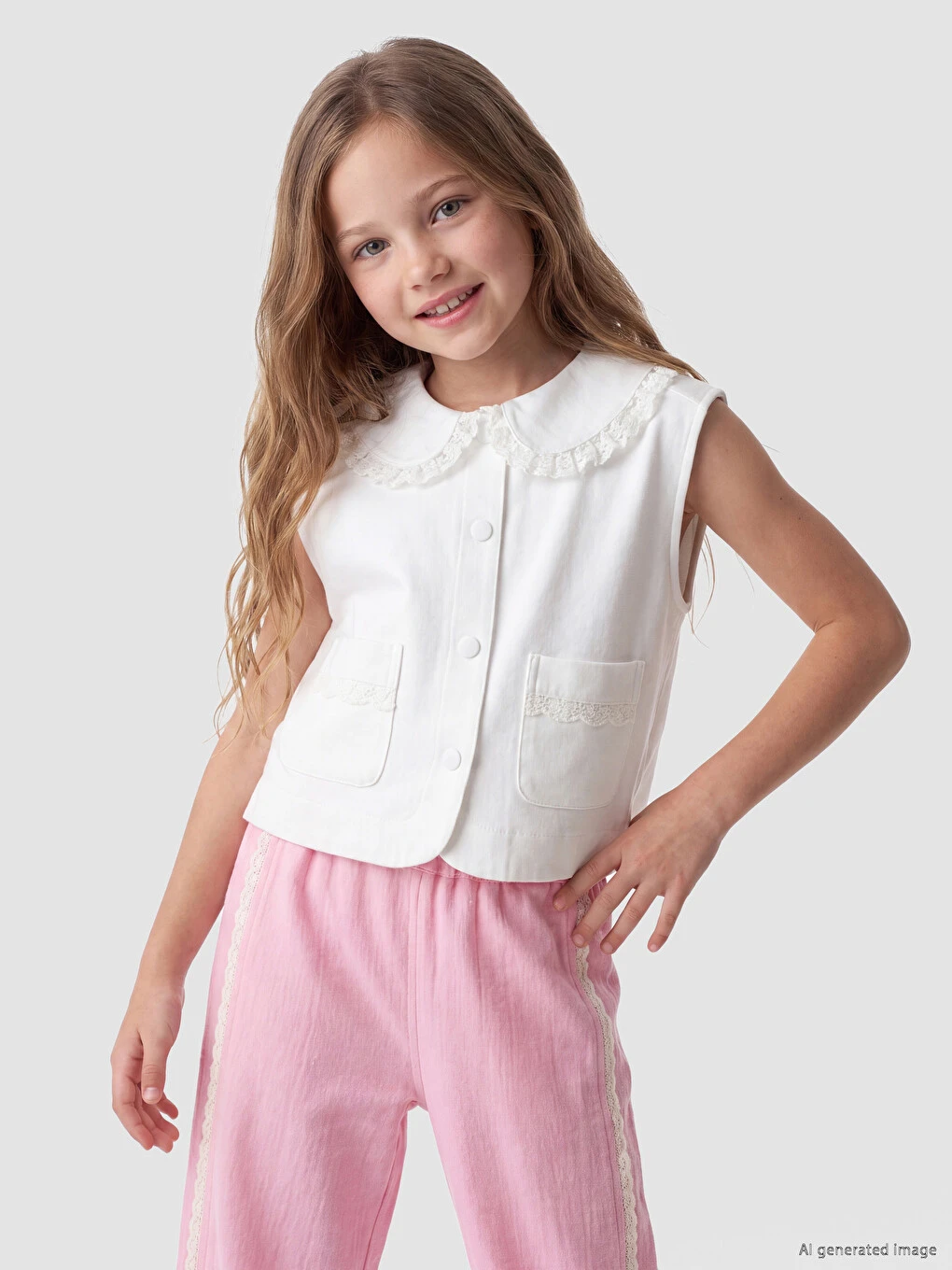 LCW Kids Devojačka Keper Jakna Sa Peter Pan Kragnom