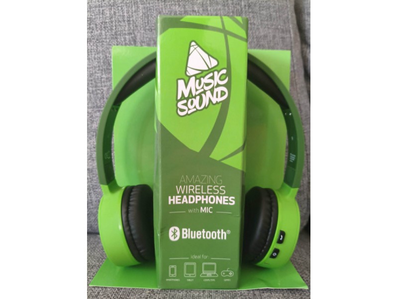 Music Sound bežične Bluetooth slušalice Green