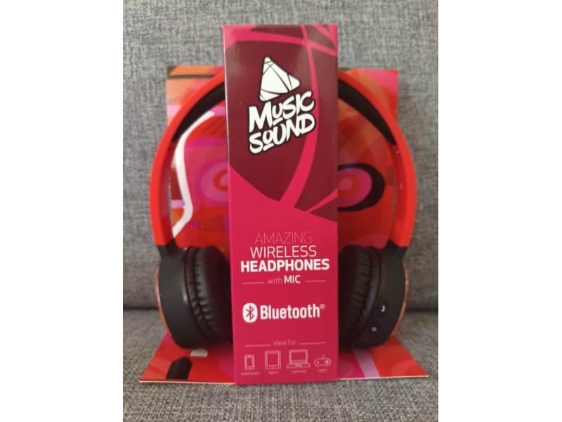 Music Sound bežične Bluetooth slušalice Red