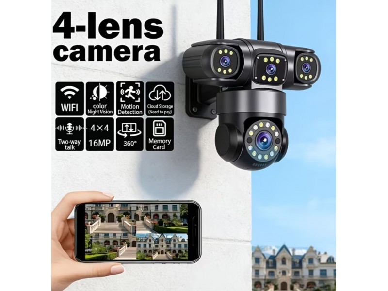 WiFi PTZ Kamera Sa 4 Objektiva 16MP – Spoljna 4-Lens