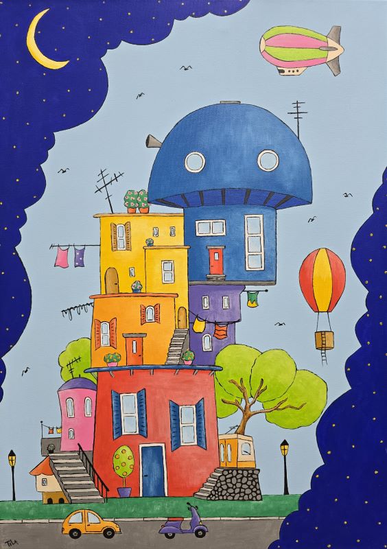 Cepelin, akril na platnu, 70×50 cm, Tijana L., sertifikat, 23600 dinara