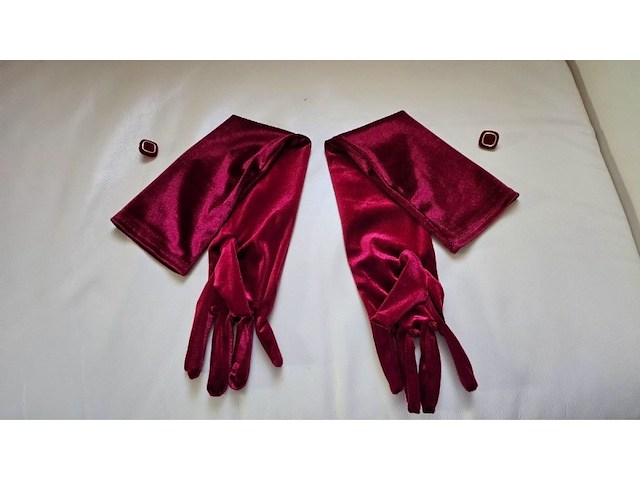 Velvet burgundy duge rukavice, novo