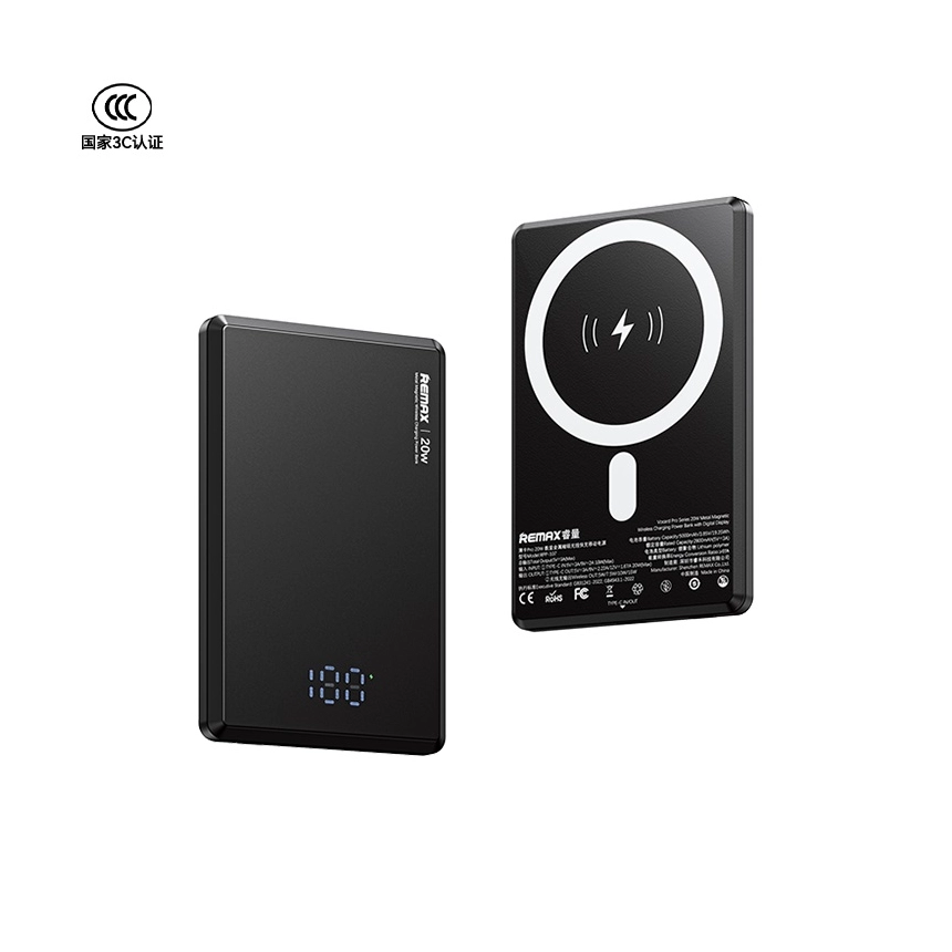 REMAX RPP-107 20W Metal Wireless Charging Power Bank with Digital Display