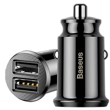 BASEUS GRAIN MINI SMART DUAL USB AUTO-PUNJAČ - 3.1A - CRNI