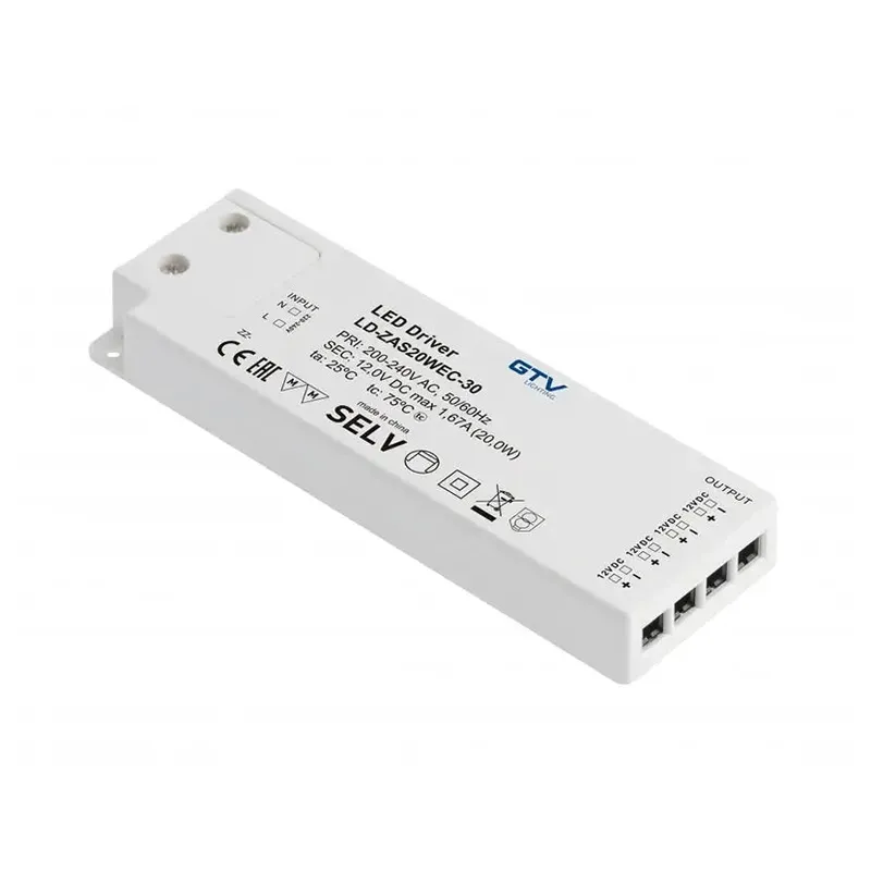 GTV LED Napajanje SLIM EASY CLIK 20W 12V DC — IP20