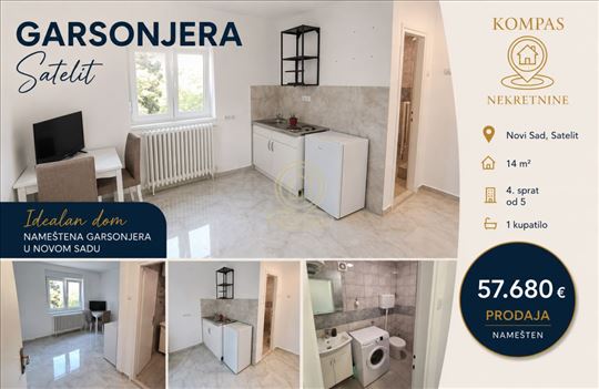 Garsonjera 14 m², Satelit, Novi Sad, 4/5, kupatilo