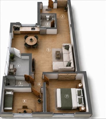 Dvosoban stan 54 m², Adice, Novi Sad, 2. sprat