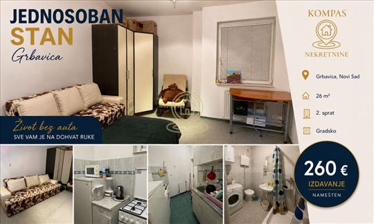 Garsonjera 26 m², Grbavica, Novi Sad, 2. sprat