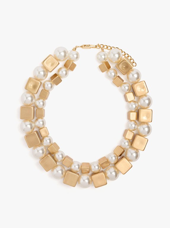 SHORT DOUBLE NECKLACE WITH PEARLS