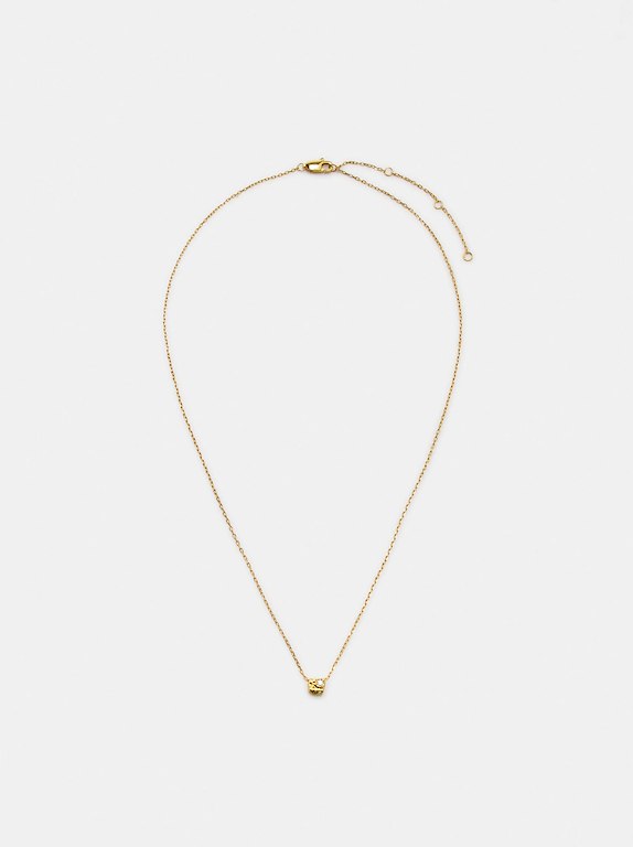 LINKS NECKLACE WITH PENDANT AND ZIRCONIA GOLD PLATED 18K - 925 STERLING SILVER