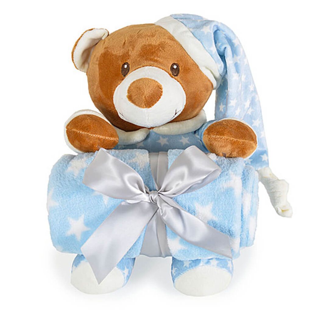 Cangaroo ćebe za bebe s igračkom Addie Bear – plavo (šifra