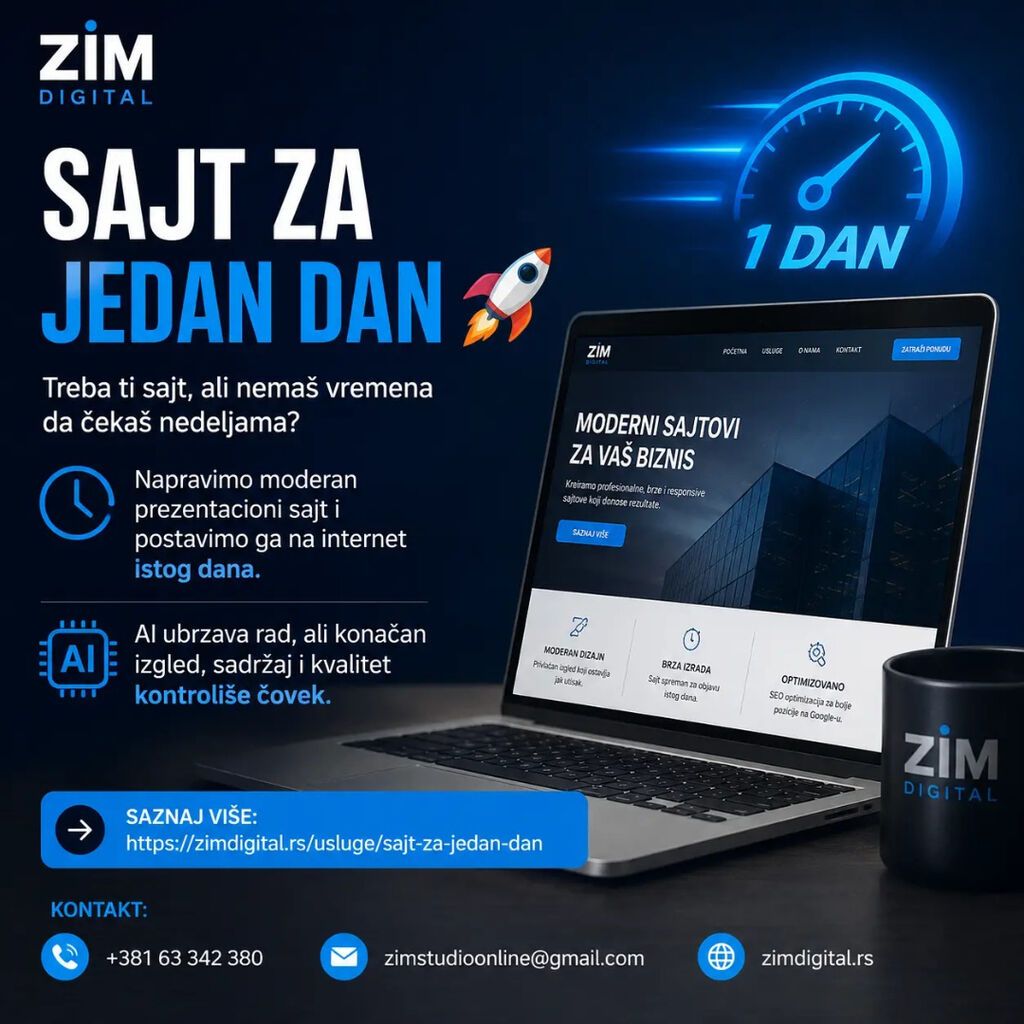 SAJT ZA JEDAN DAN    Sajt za jedan dan Treba ti sajt, ali nemaš